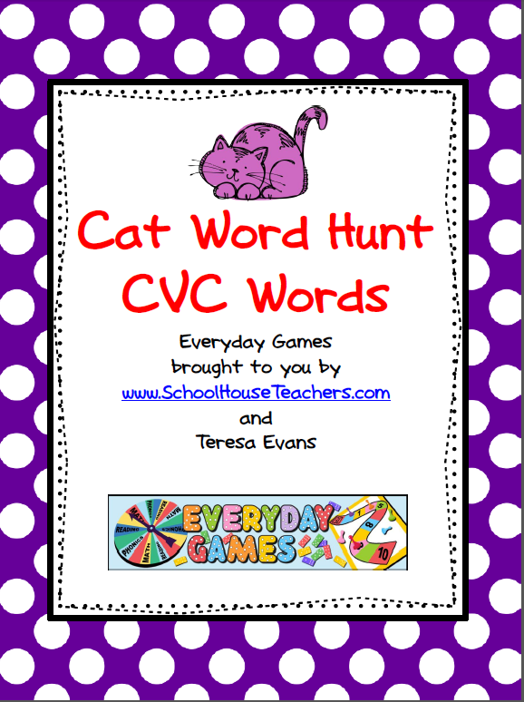 Cat Word Hunt CVC Game - SchoolhouseTeachers.com