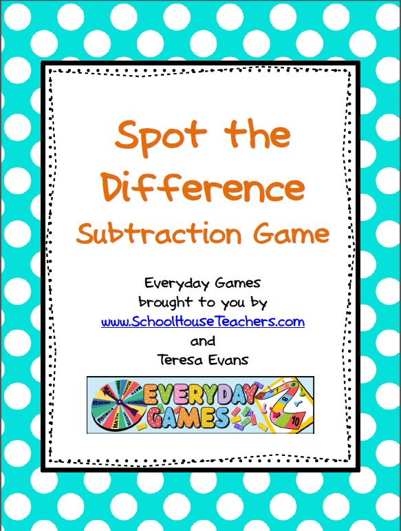 Spot the Difference Subtraction Game - SchoolhouseTeachers.com