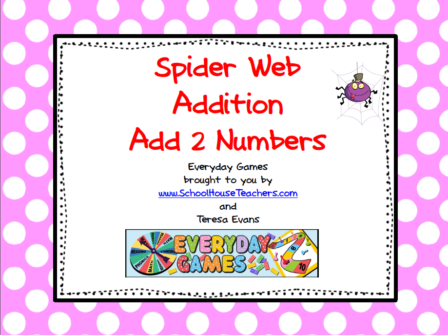 Spider Web Addition - Add 2 Numbers - SchoolhouseTeachers.com