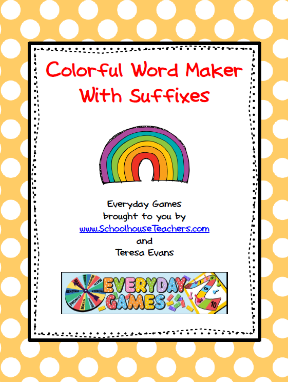Colorful Word Maker with Suffixes - SchoolhouseTeachers.com