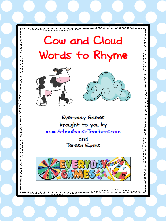Cow and Cloud Words To Rhyme - SchoolhouseTeachers.com