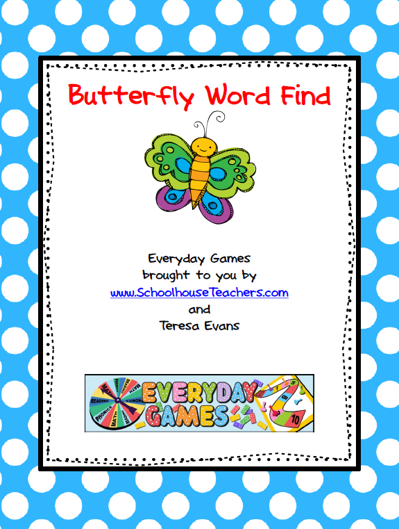Butterfly Word Find - SchoolhouseTeachers.com