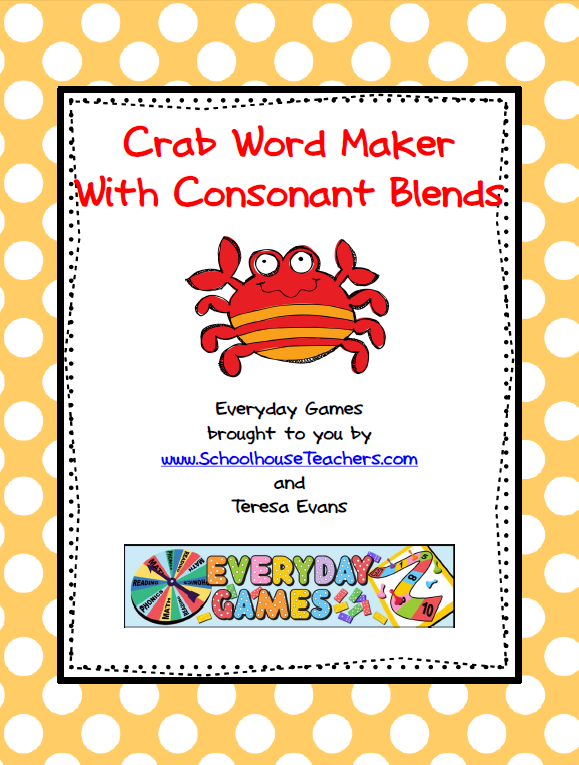 Crab Word Maker With Consonant Blends - SchoolhouseTeachers.com