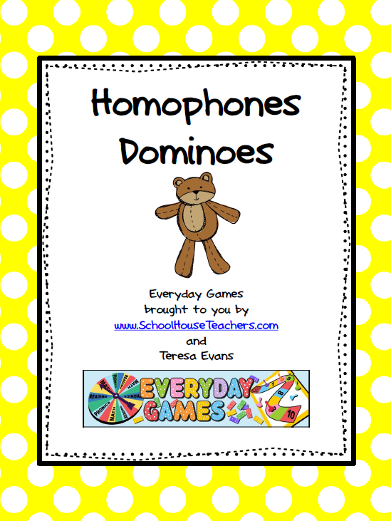 Homophone Dominoes - SchoolhouseTeachers.com