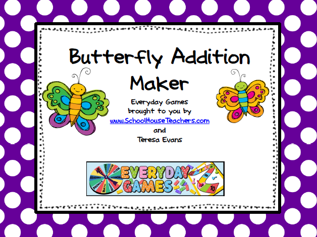Butterfly Addition Maker - SchoolhouseTeachers.com