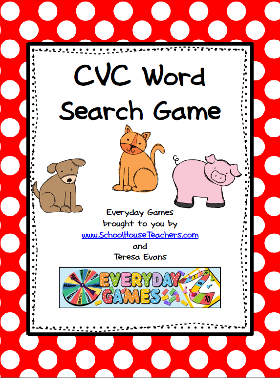 CVC Word Search Game - SchoolhouseTeachers.com