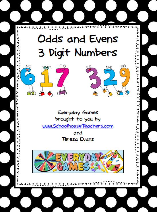 Odds and Evens with 3 Digit Numbers - SchoolhouseTeachers.com