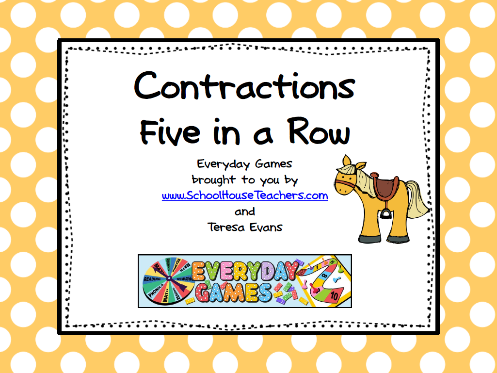 Contractions Five in a Row - SchoolhouseTeachers.com