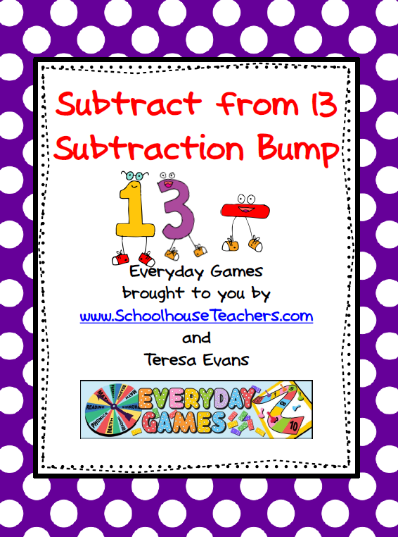 Subtract from 13 Subtraction Bump - SchoolhouseTeachers.com
