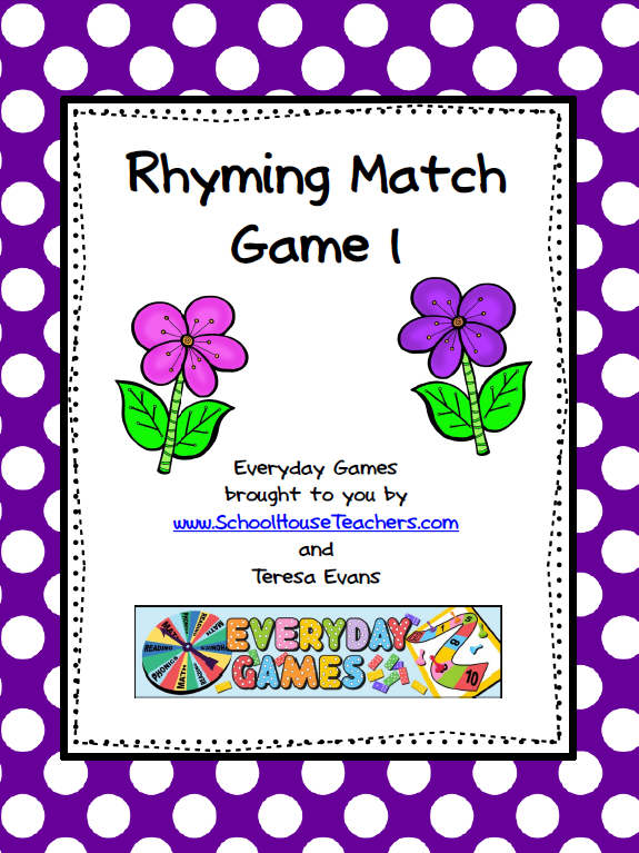 Rhyming Match Game 1 - SchoolhouseTeachers.com