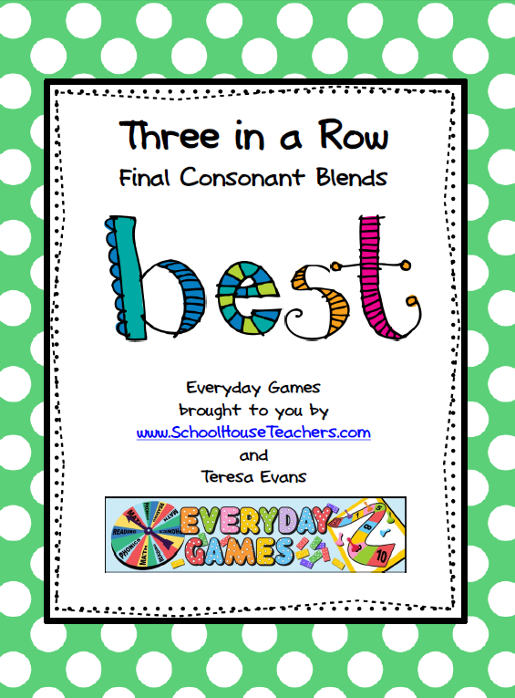 Three in a Row Final Consonant Blends - SchoolhouseTeachers.com