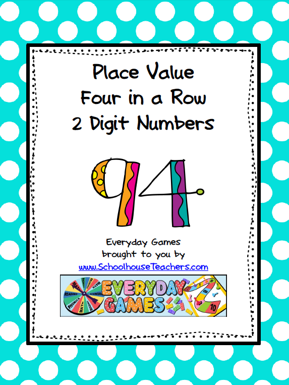 Place Value Four in a Row 2 Digit Numbers - SchoolhouseTeachers.com