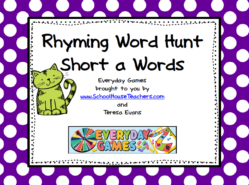 Rhyming Word Hunt Short a Words - SchoolhouseTeachers.com