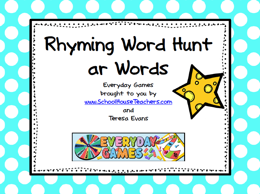 Rhyming Word Hunt ar Words - SchoolhouseTeachers.com