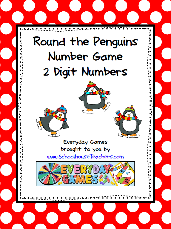 Round the Penguins Number Game 2 Digit Numbers - SchoolhouseTeachers.com