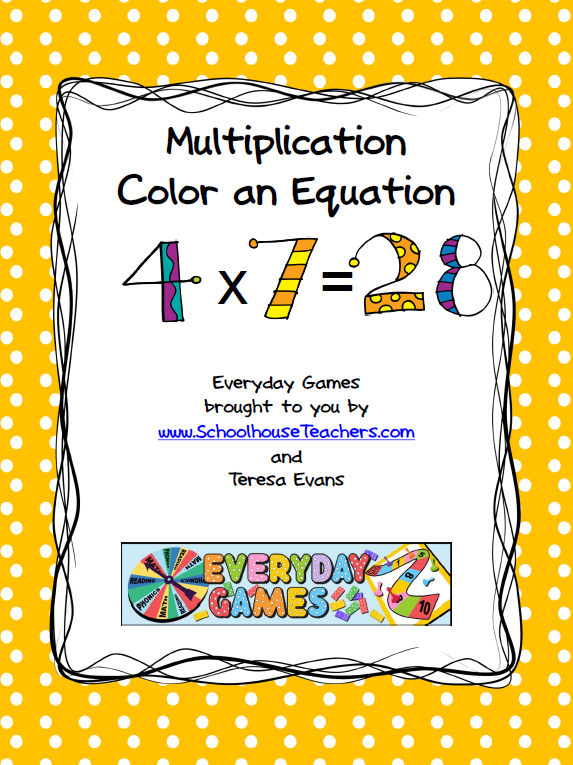 Multiplication Color an Equation - SchoolhouseTeachers.com
