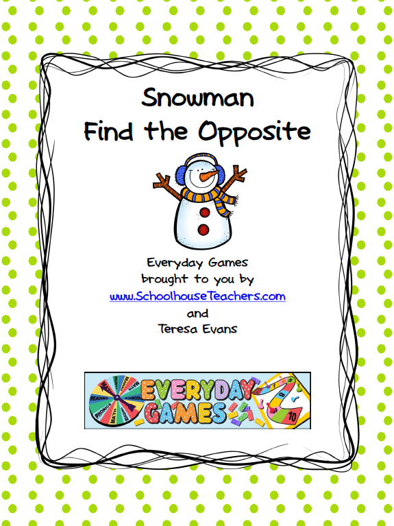 Snowman Find the Opposite - SchoolhouseTeachers.com