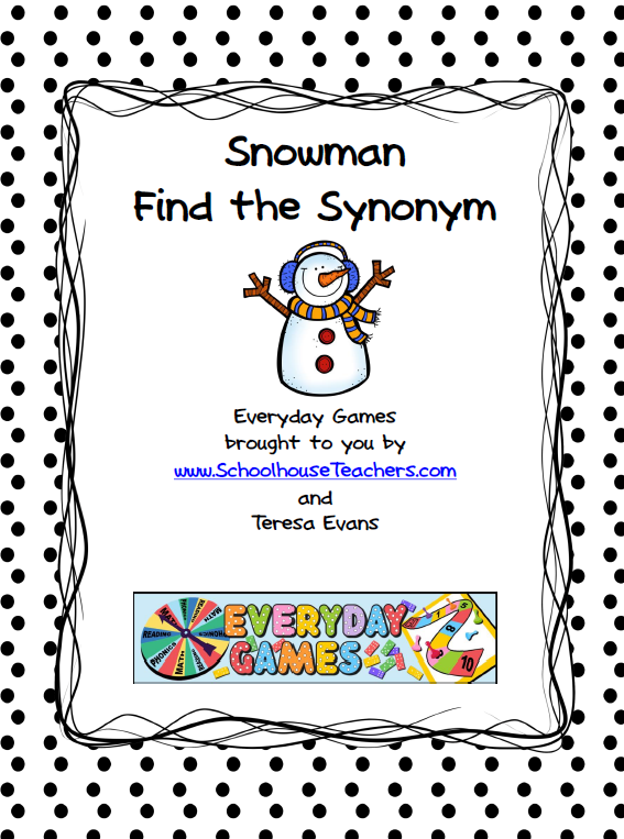 Snowman Find the Synonym - SchoolhouseTeachers.com