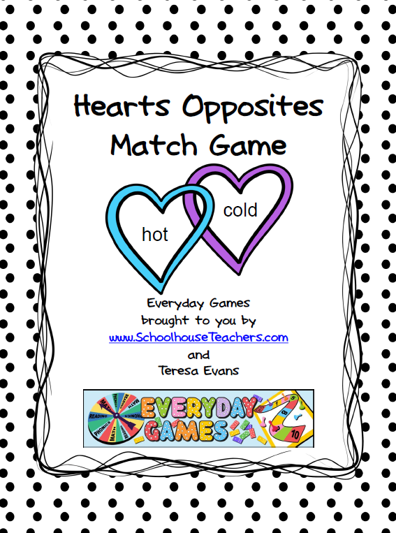 Hearts Opposites Match Game - SchoolhouseTeachers.com