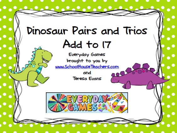 Dinosaur Pairs and Trios - Add to 17 - SchoolhouseTeachers.com