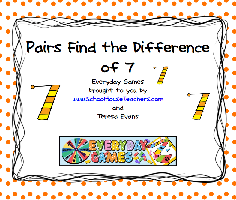 Pairs Find the Difference of 7 - SchoolhouseTeachers.com