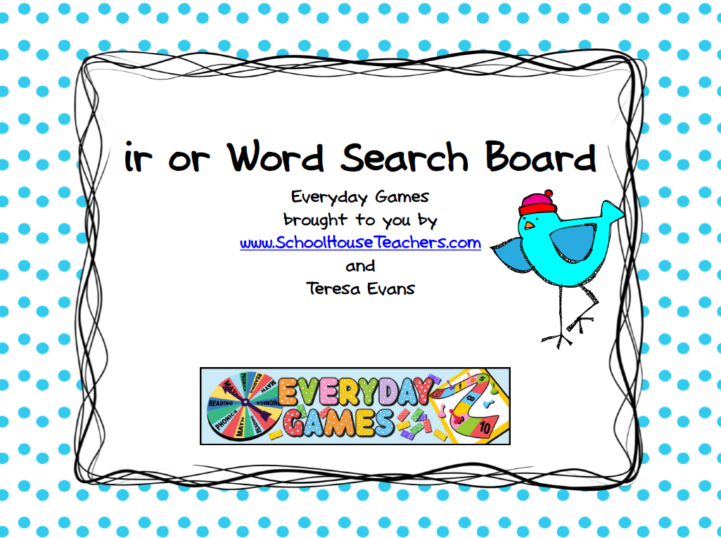 IR, OR Word Search Board - SchoolhouseTeachers.com