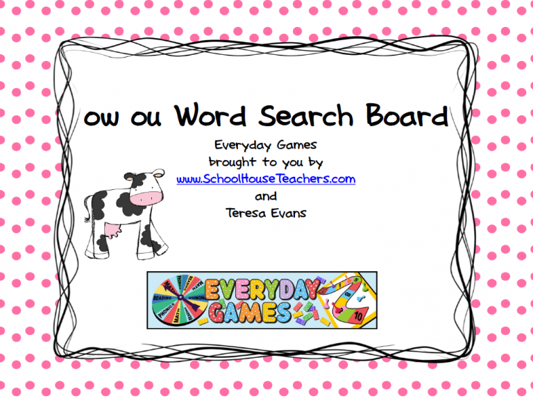 OW, OU Word Search Board - SchoolhouseTeachers.com