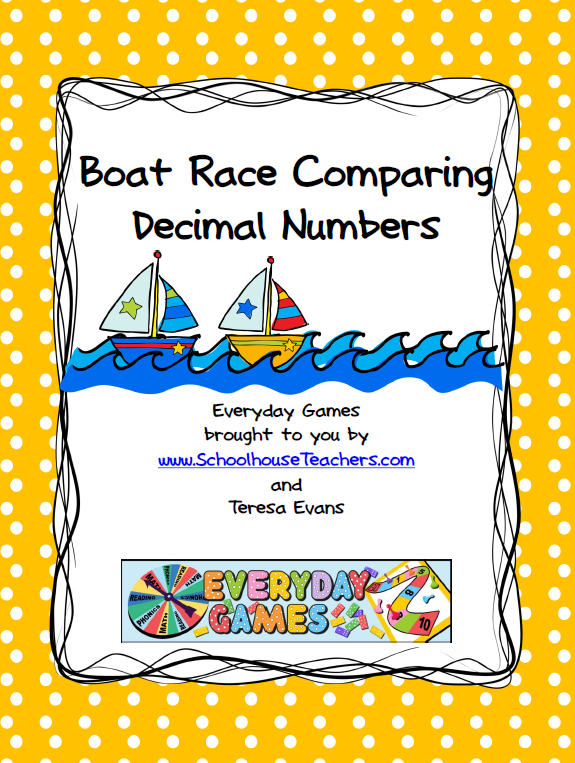 Boat Race Comparing Decimal Numbers - SchoolhouseTeachers.com