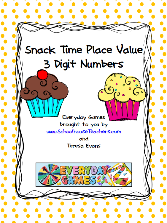 Snack Time Place Value 3 Digit Numbers - SchoolhouseTeachers.com