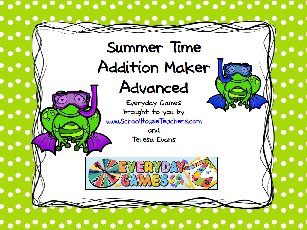 Summer Time Addition Maker Advanced - SchoolhouseTeachers.com