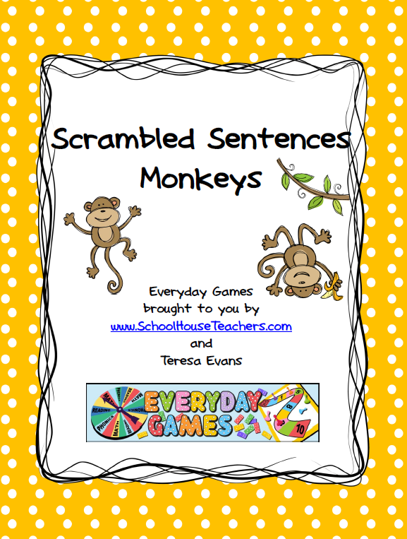 Scrambled Sentences – Monkeys - SchoolhouseTeachers.com