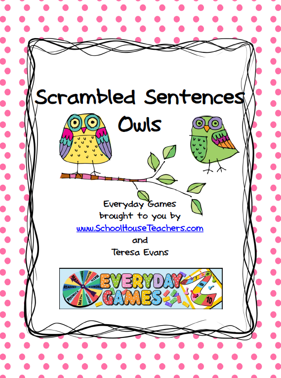 Scrambled Sentences - Owls - SchoolhouseTeachers.com