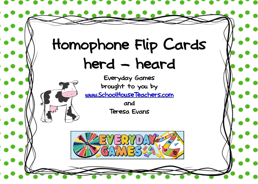Homophone Flip Cards - herd-heard - SchoolhouseTeachers.com