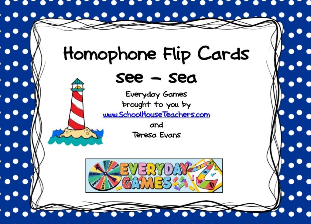 Homophone Flip Cards - sea-see - SchoolhouseTeachers.com