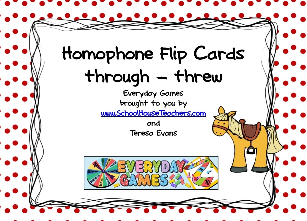 Homophone Flip Card - through-threw - SchoolhouseTeachers.com