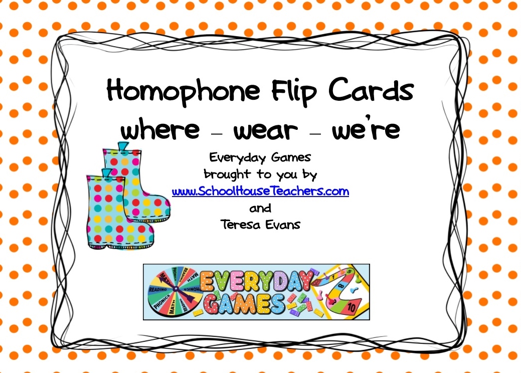 Homophone Flip Cards - where-wear - SchoolhouseTeachers.com