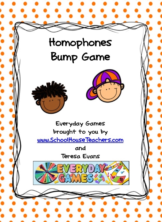 Homophones Bump Game - SchoolhouseTeachers.com