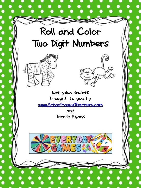 Roll and Color 2 Digit Numbers - SchoolhouseTeachers.com