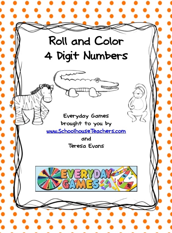 Roll and Color 4 Digit Numbers - SchoolhouseTeachers.com
