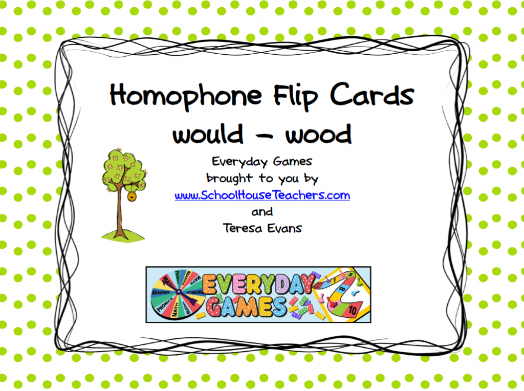 Homophone Flip Cards - would-wood - SchoolhouseTeachers.com