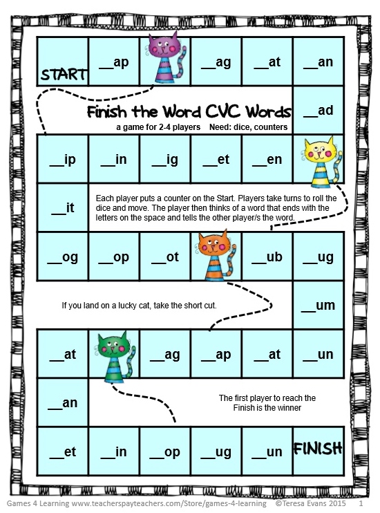 Finish the Word CVC Words - SchoolhouseTeachers.com