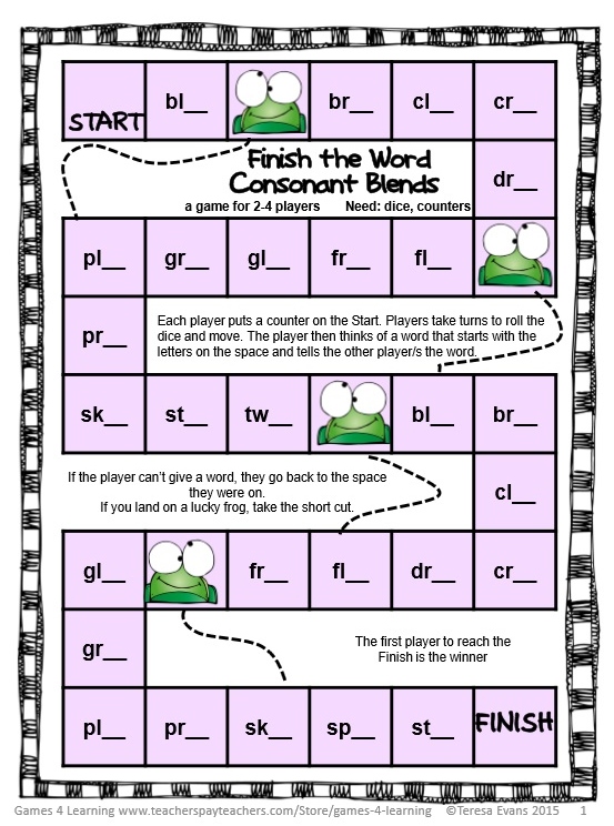 Finish the Word Consonant Blends - SchoolhouseTeachers.com