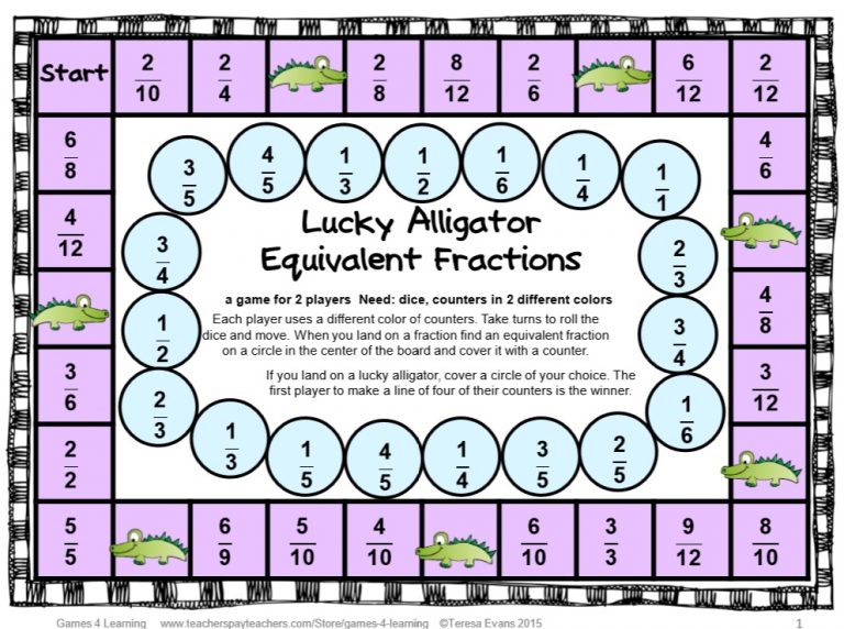 Alligator Equivalent Fractions - SchoolhouseTeachers.com