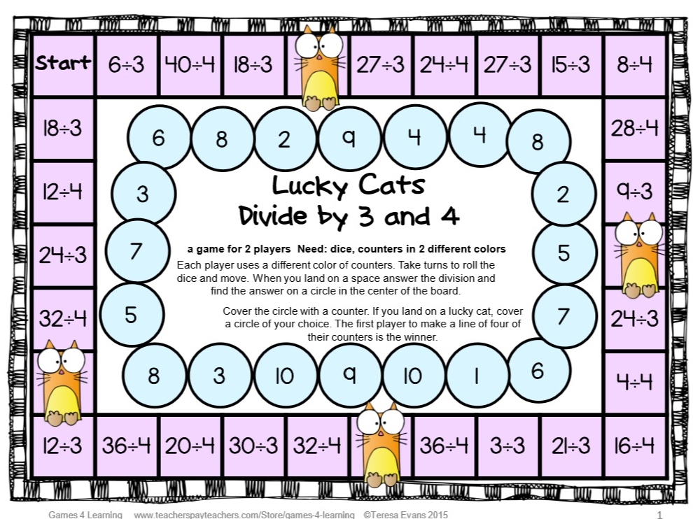 Cats Divide by 3 and 4 - SchoolhouseTeachers.com