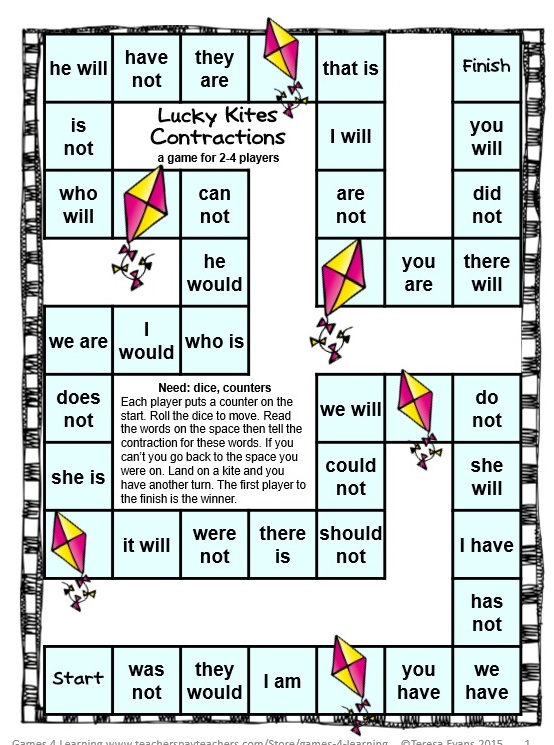 Lucky Kites Contractions - SchoolhouseTeachers.com