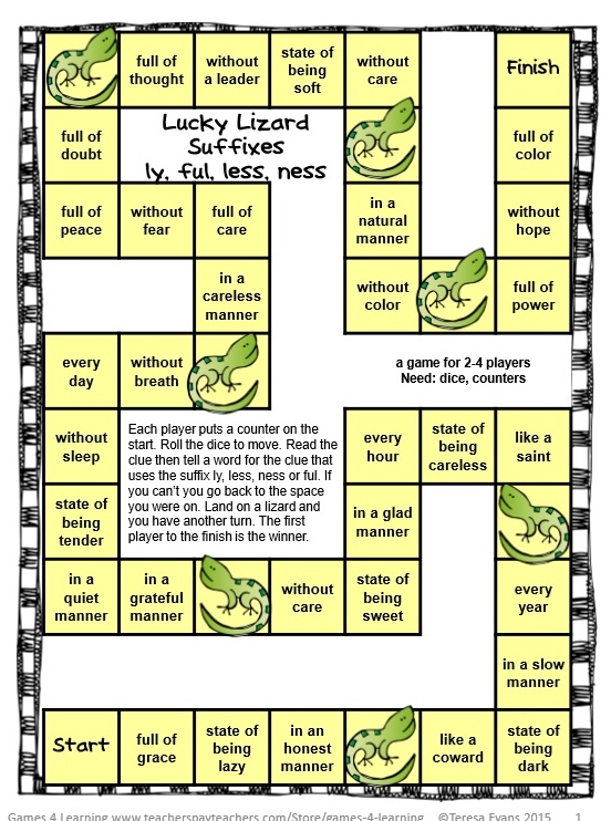 Lucky Lizard Suffixes - SchoolhouseTeachers.com
