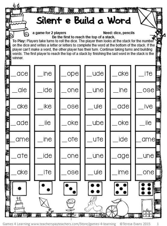 Silent E Build a Word - SchoolhouseTeachers.com