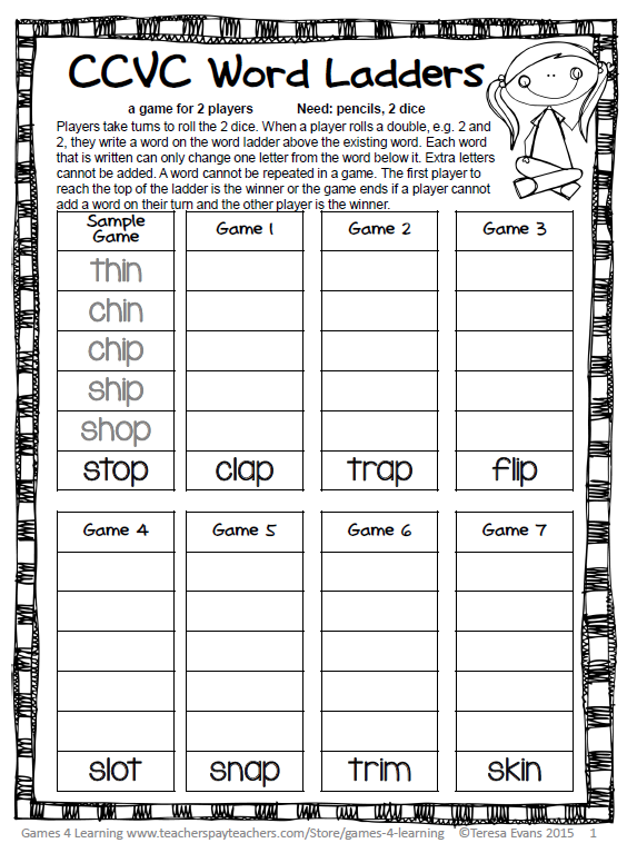 CCVC Word Ladders - SchoolhouseTeachers.com