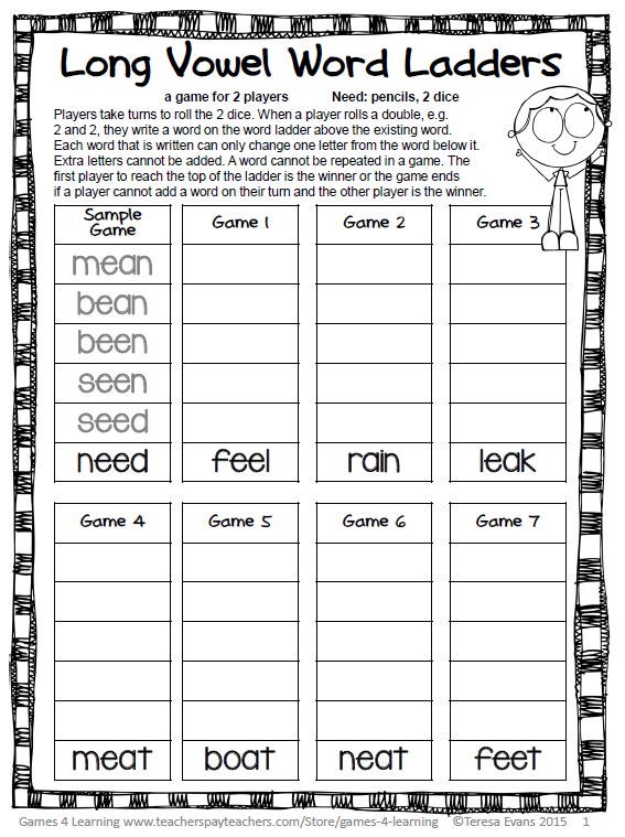 Long Vowel Word Ladders - SchoolhouseTeachers.com