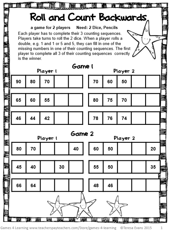 Roll 'n Count Backwards - SchoolhouseTeachers.com